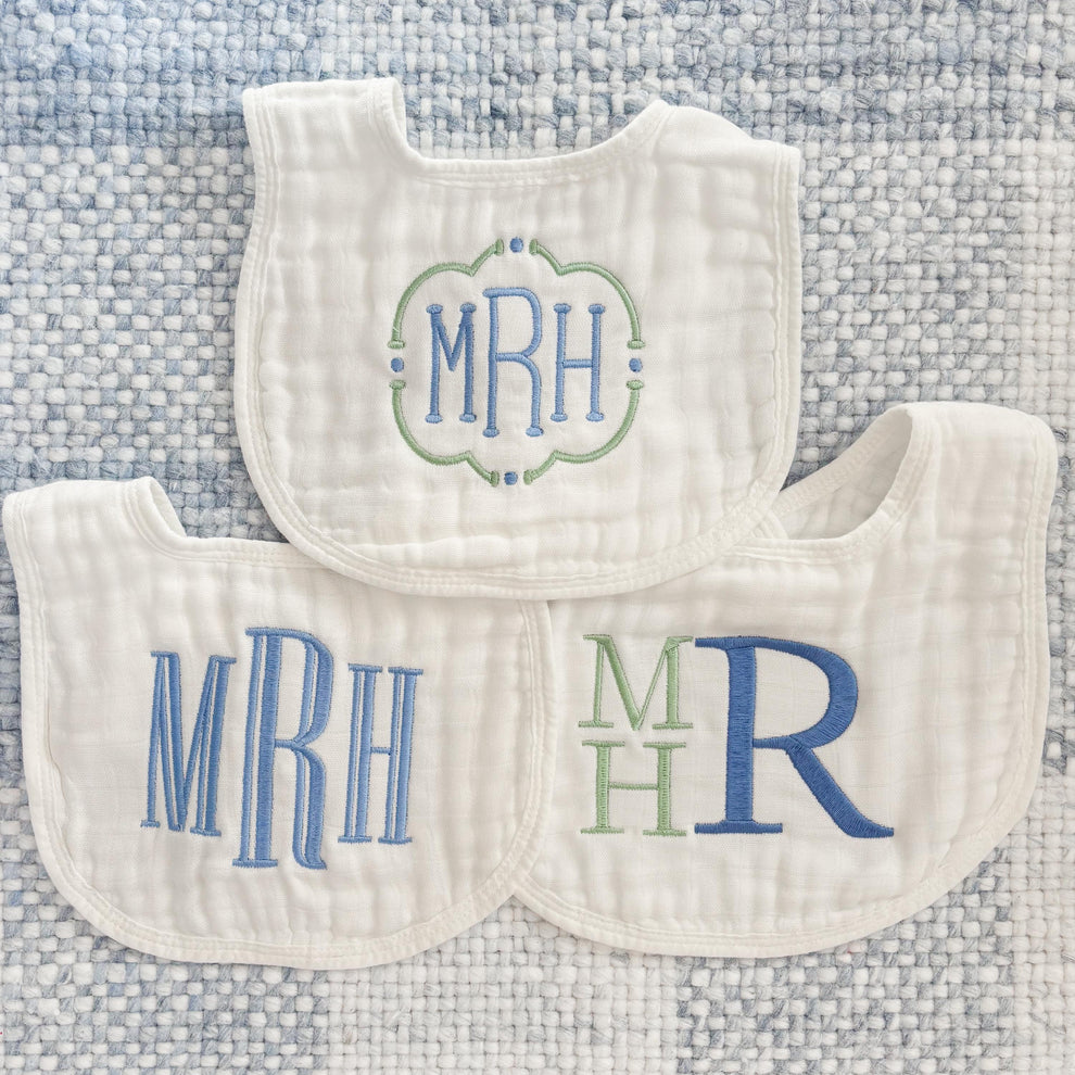Baby Boy Custom Embroidered Muslin Bibs and Burp Cloths – Sarah Slusher ...